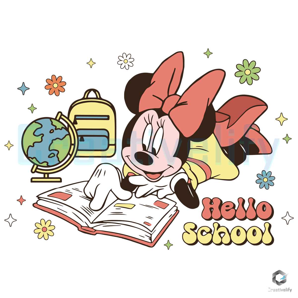 Minnie Mouse Hello School Svg Cutting Digital File - CreativeLify